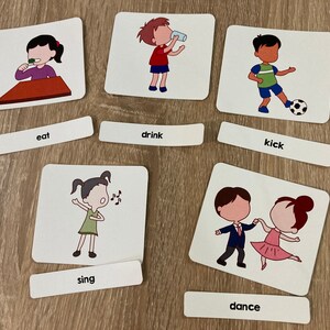 Action Verbs 3-part Montessori Cards, 20 Printable Flashcards for ...