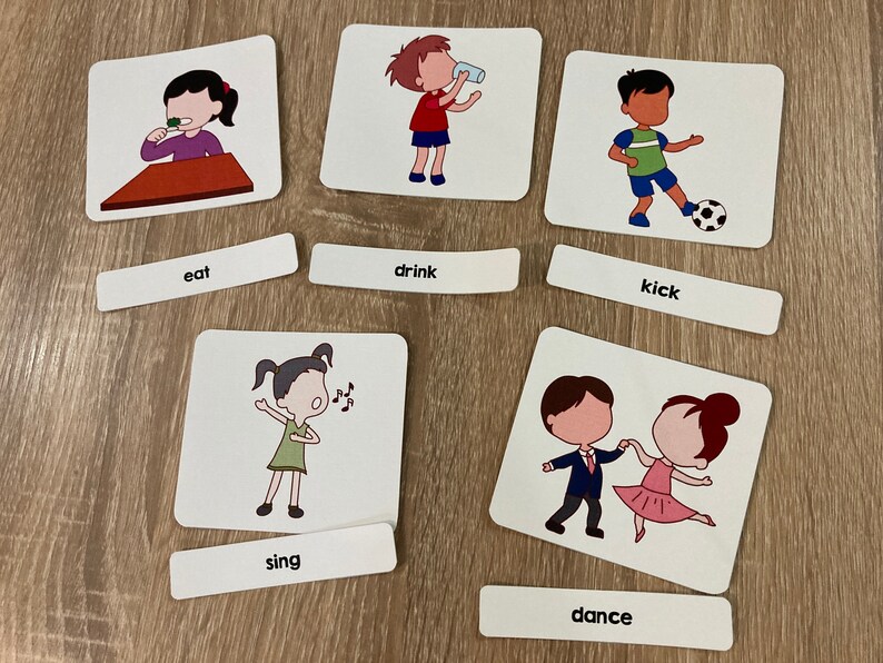 Action Verb Montessori Cards: 20 Printable Flashcards (digital Download ...