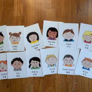 Emotions Flashcards Printables | Chinese English Bilingual | 情绪 ...