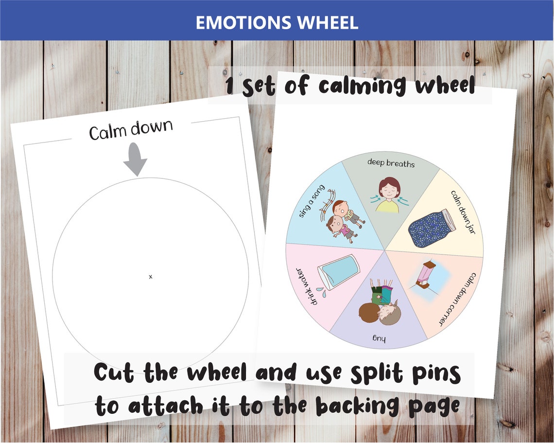 Emotions Wheel, Calm Down Strategies, Printable Toddler Preschooler ...