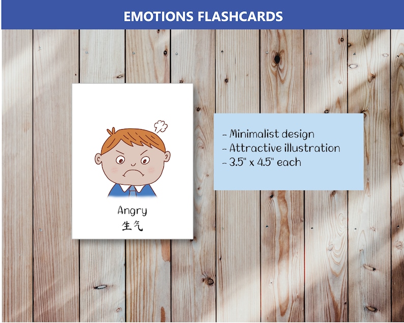 Emotions Flashcards Printables Chinese English Bilingual 情绪 ...