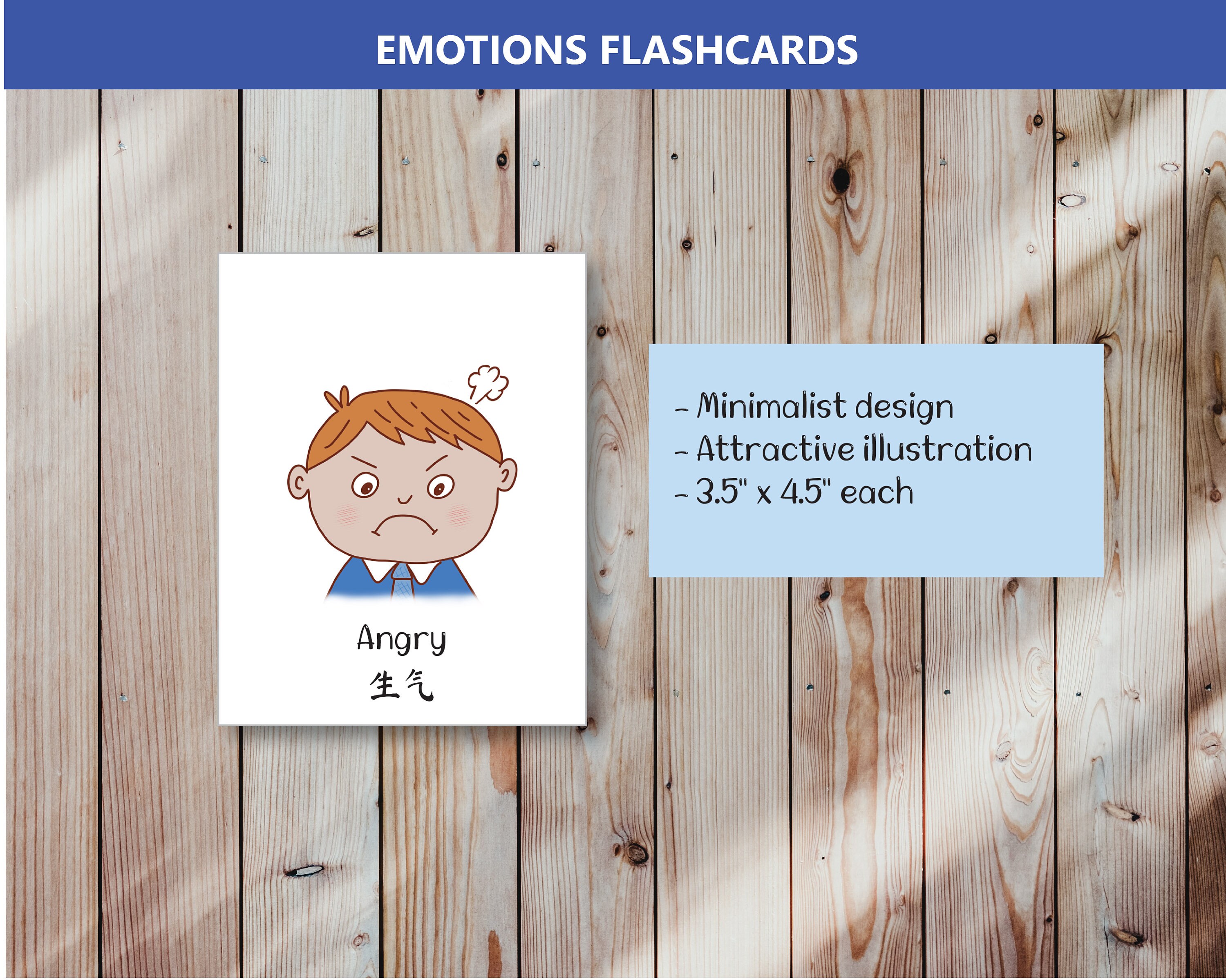 Emotions Flashcards Printables Chinese English Bilingual 情绪 ...