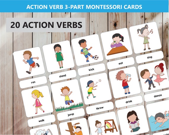 Action Verb Picture Cards Printable