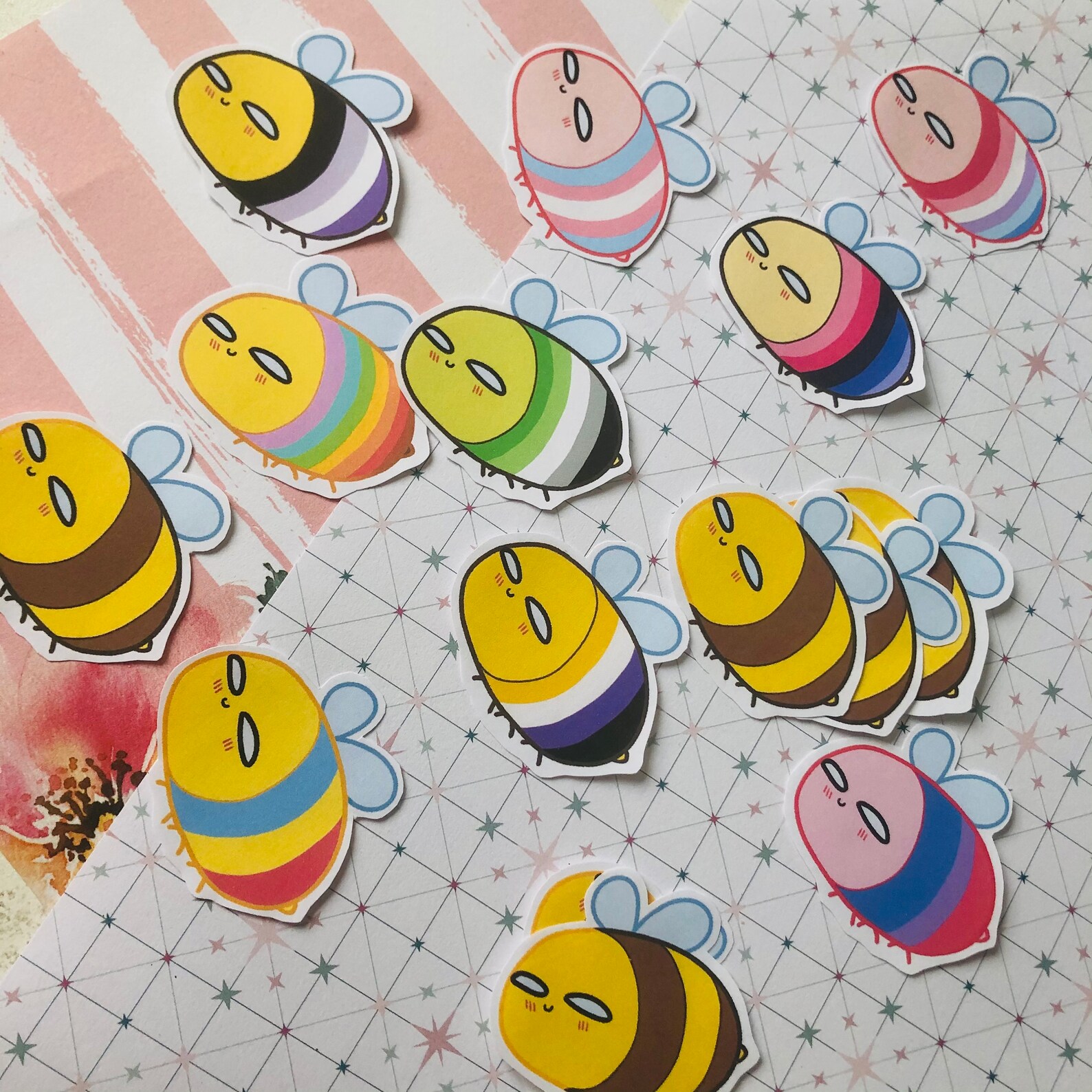 Bee Proud Stickers Bee pride flags | Etsy