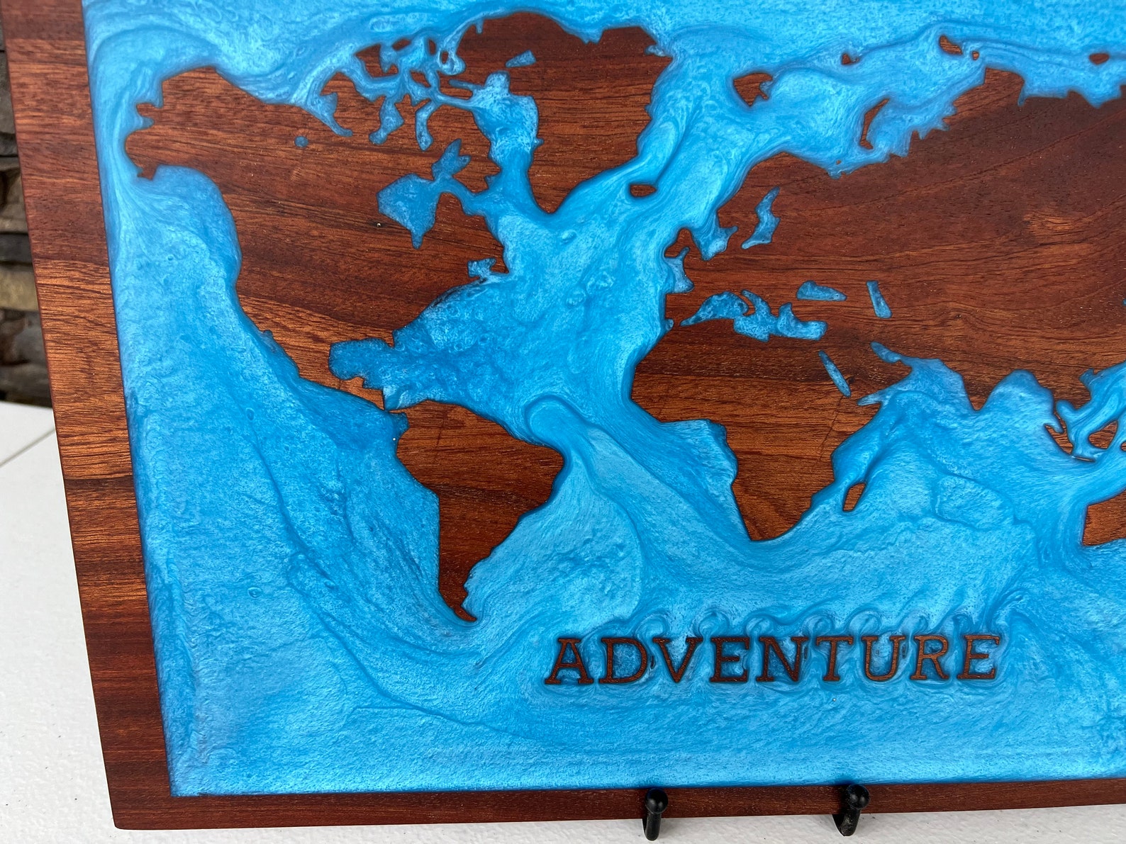 Custom Made World Map With Epoxy Inlay, Cedar Wood, Wall Art - Etsy