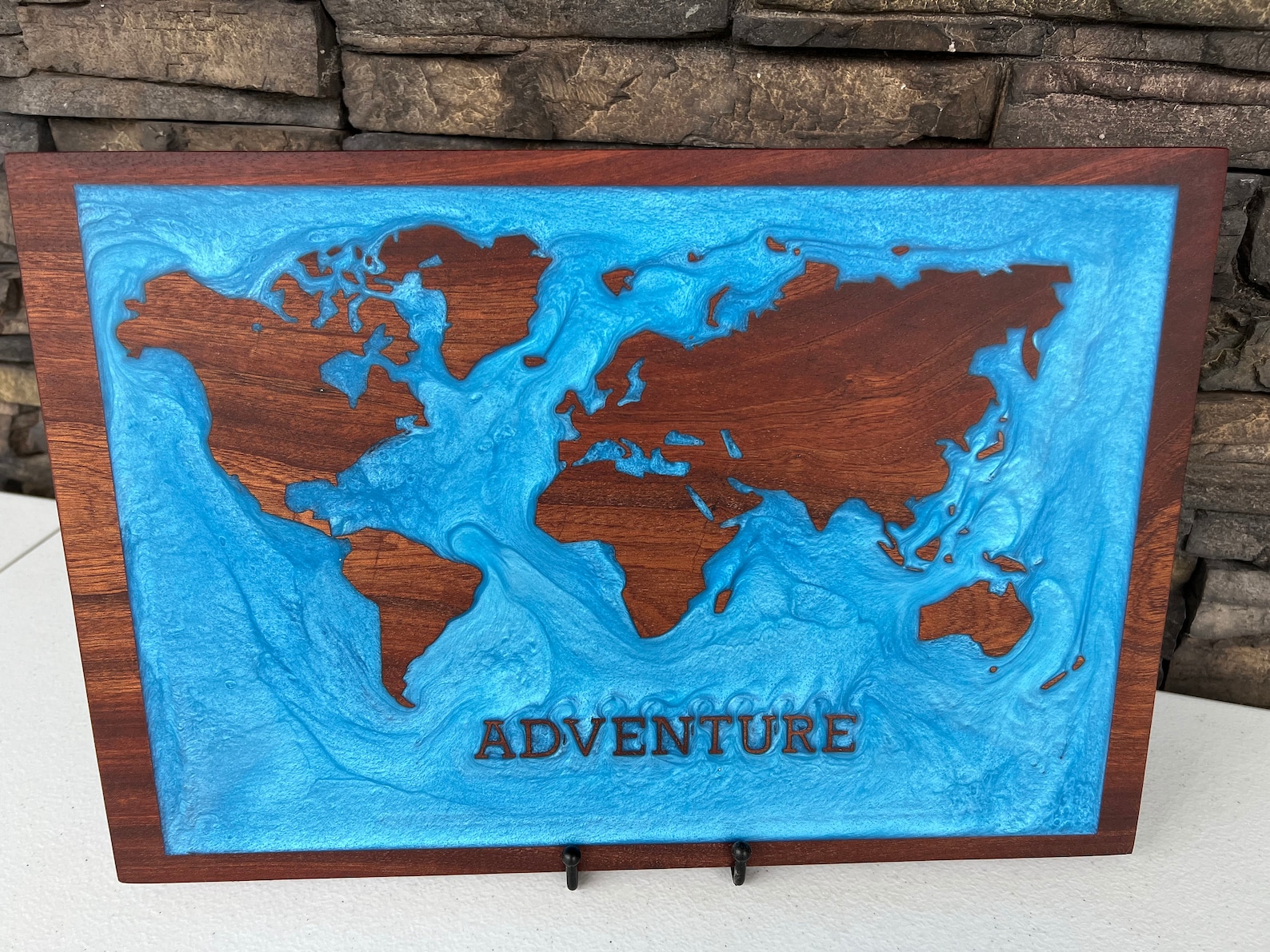 Custom Made World Map With Epoxy Inlay, Cedar Wood, Wall Art - Etsy