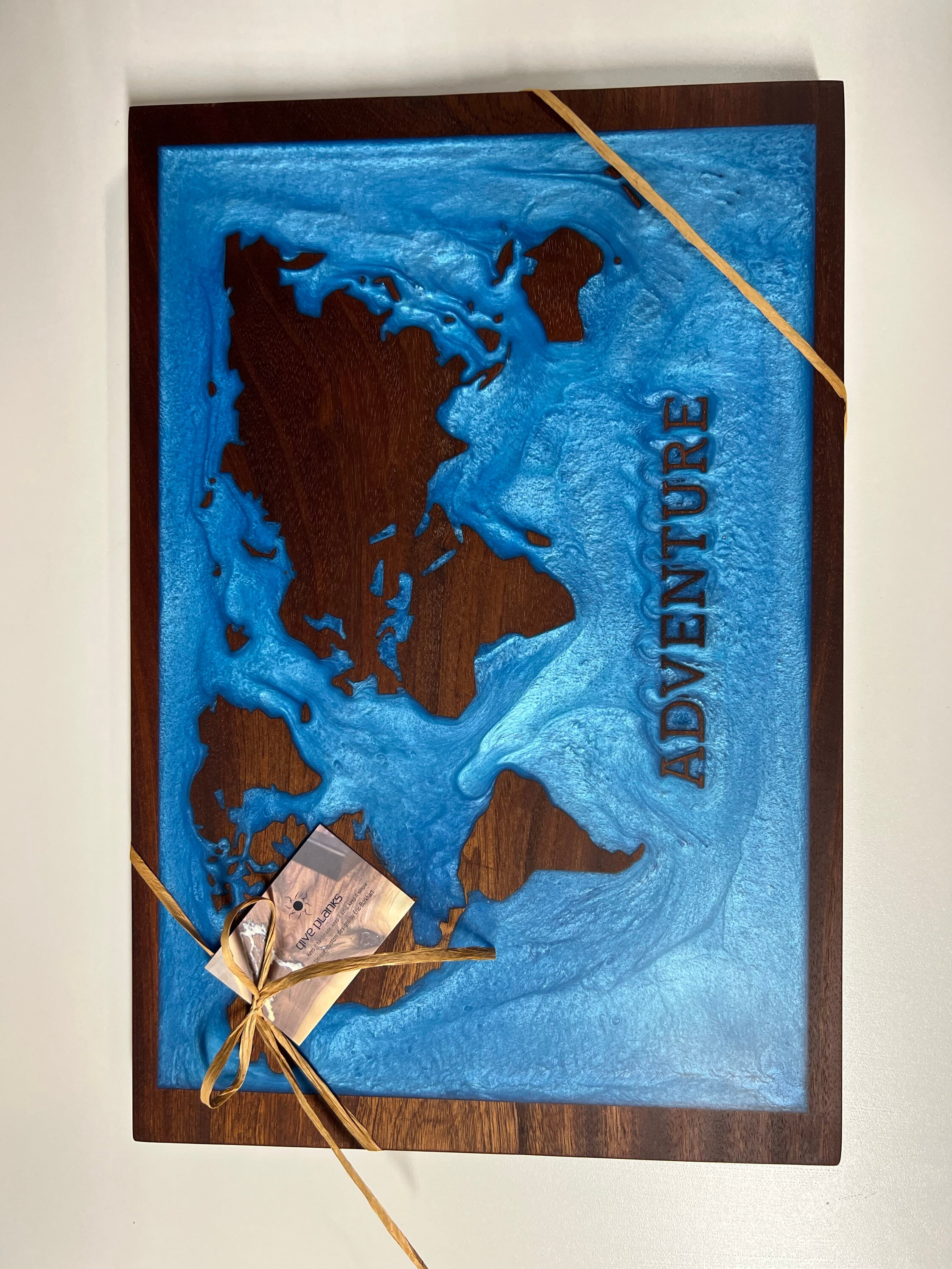 Custom Made World Map With Epoxy Inlay, Cedar Wood, Wall Art - Etsy