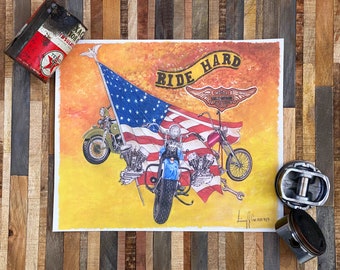 Harley Davidson Panhead Engine Motorcycle Art Print Picture From ...