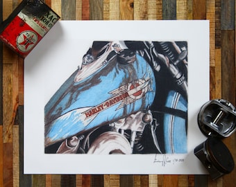Harley Davidson Knucklehead Engine Motorcycle Art Print Picture From ...