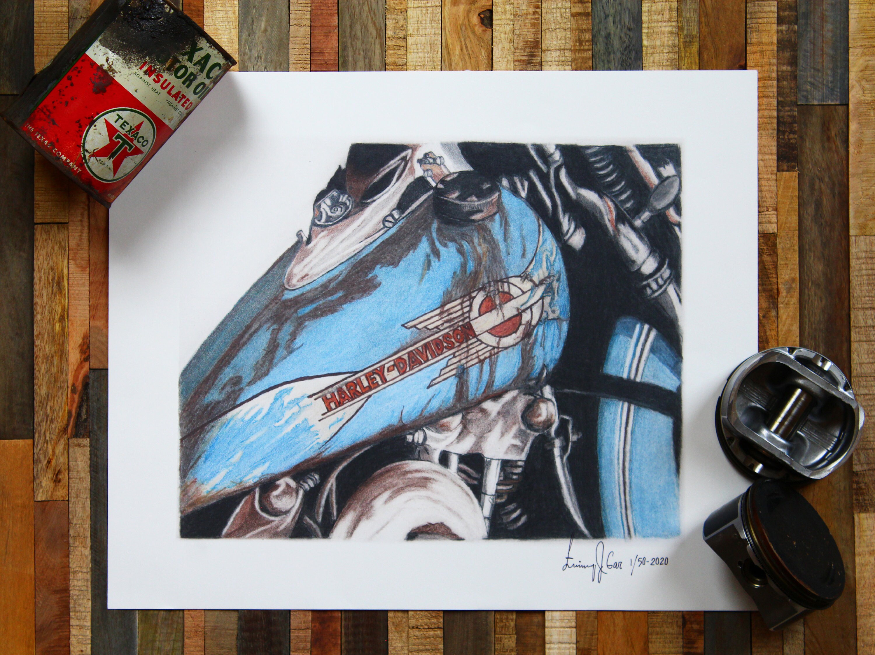 Harley Davidson Knucklehead Engine Patina Tank Motorcycle Art Print ...