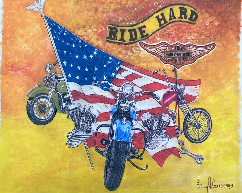 Harley Davidson Knucklehead Panhead Engine Chopper Motorcycle Ride Hard ...