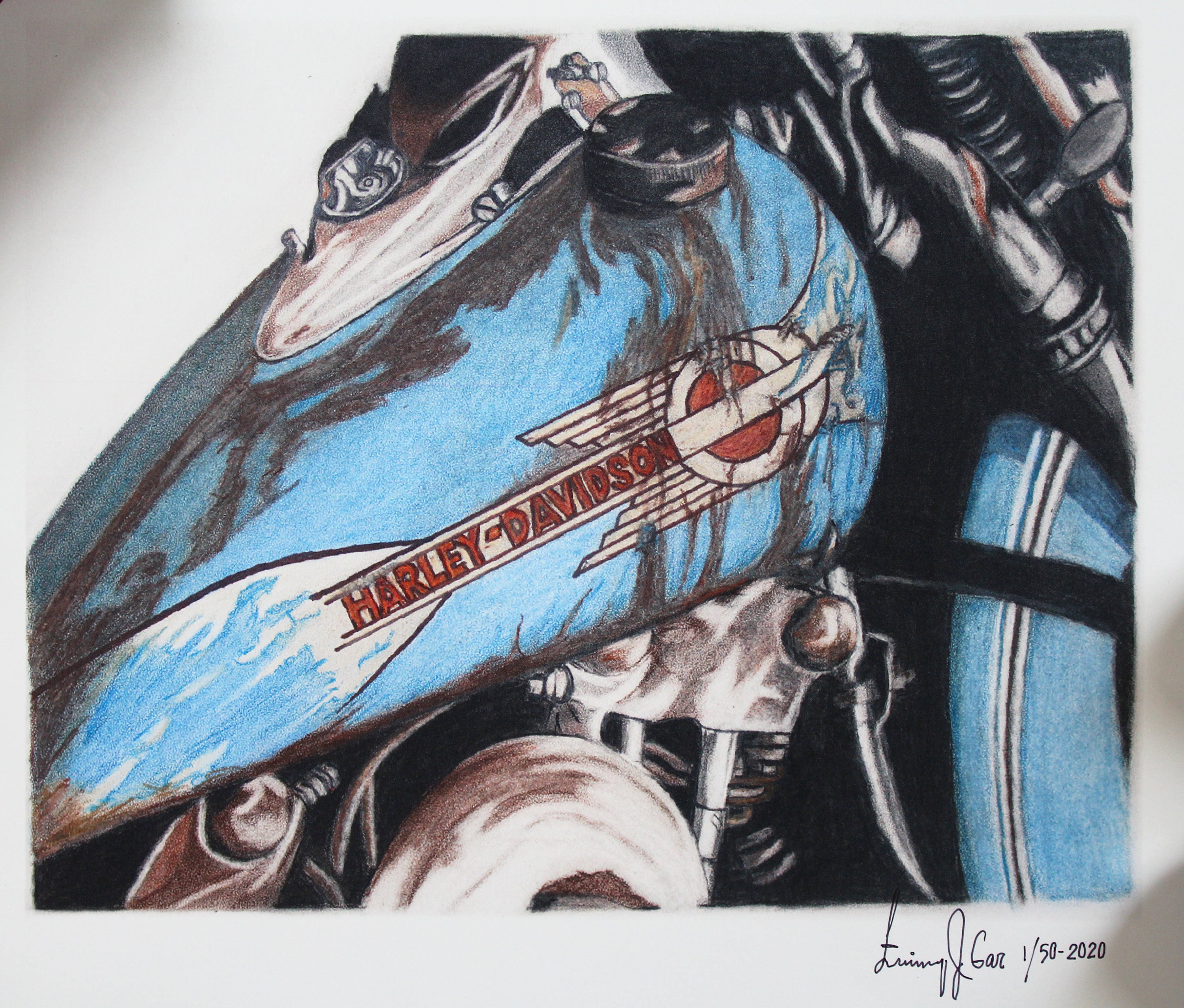 Harley Davidson Knucklehead Engine Patina Tank Motorcycle Art Print ...