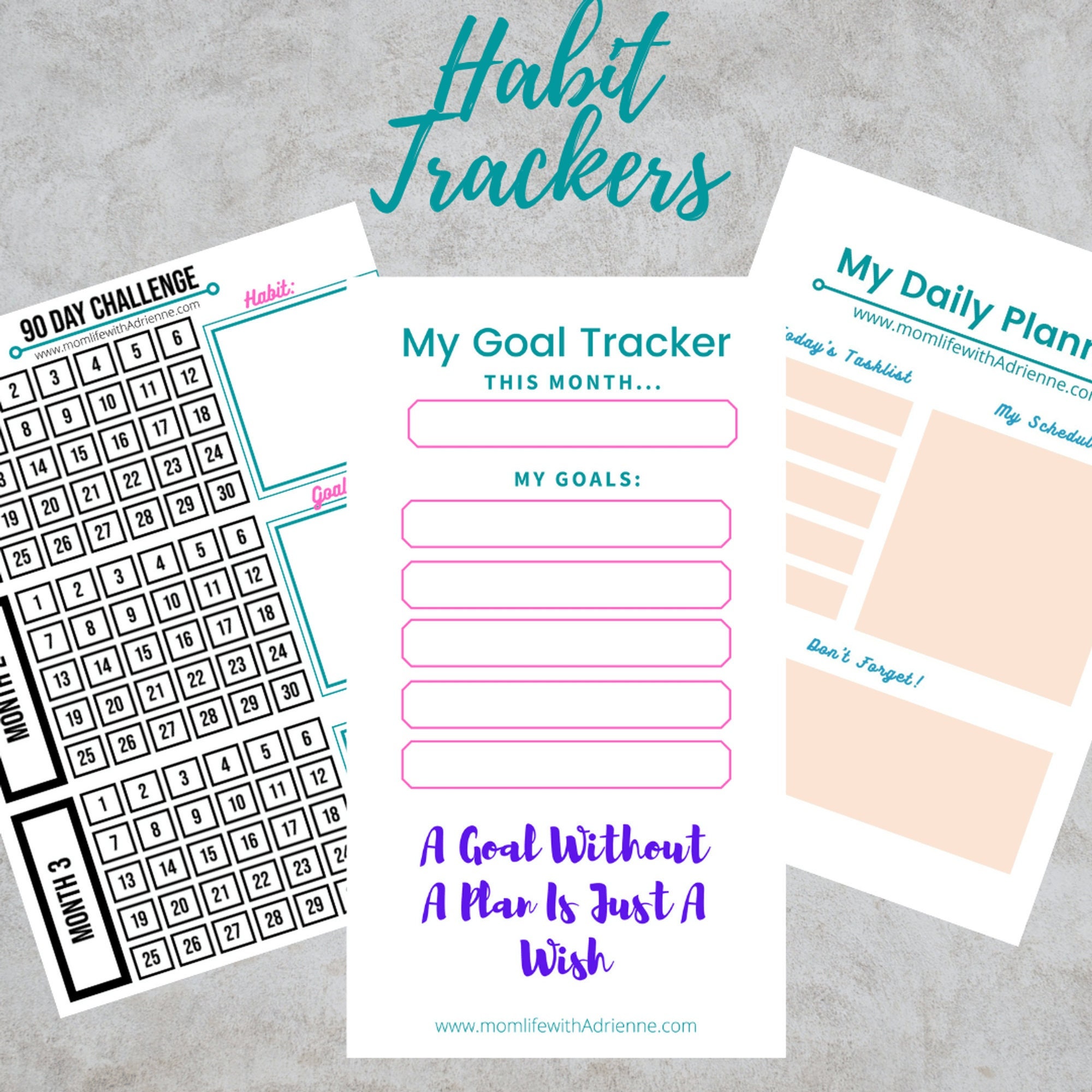 Habit Trackers, 90 Day Tracker, Daily Tracker, and Goal Tracker ...
