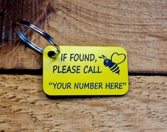 Number Tag Keyring Keychain 3D Printed Children Phone Number Child ...