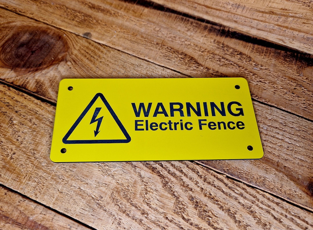 Warning Electric Fence Sign Outdoor Danger Safety Weatherproof Yellow ...