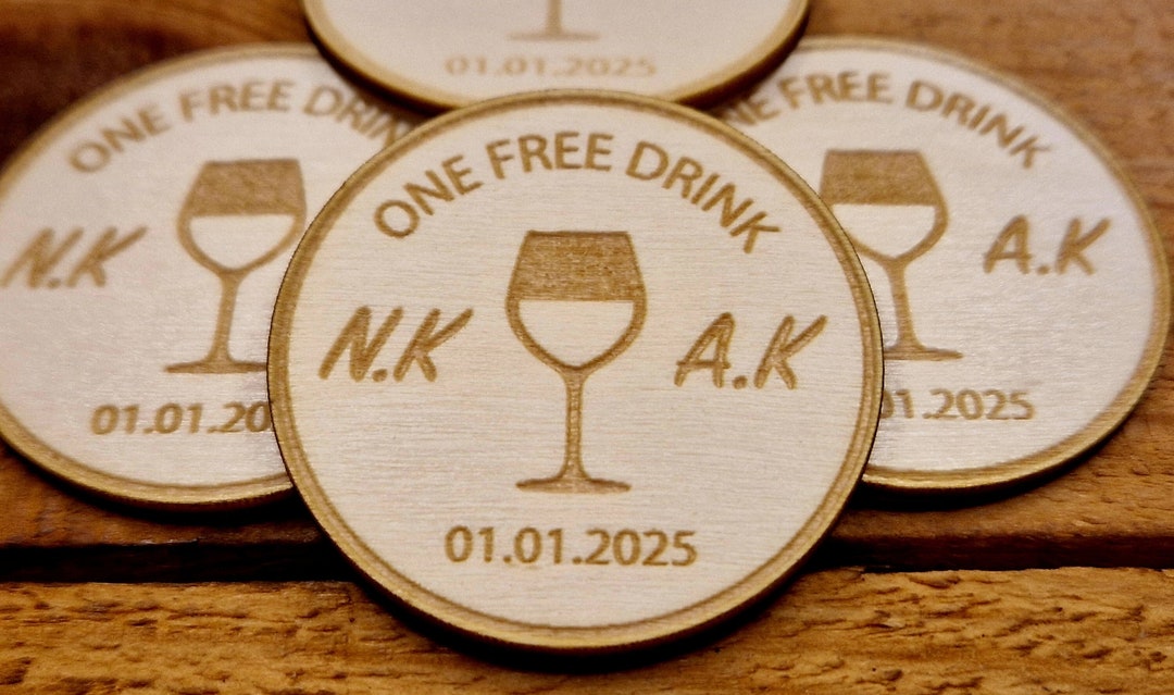 Free Wedding Drinks Tokens | Personalized Wooden Drink Tokens | Unique ...