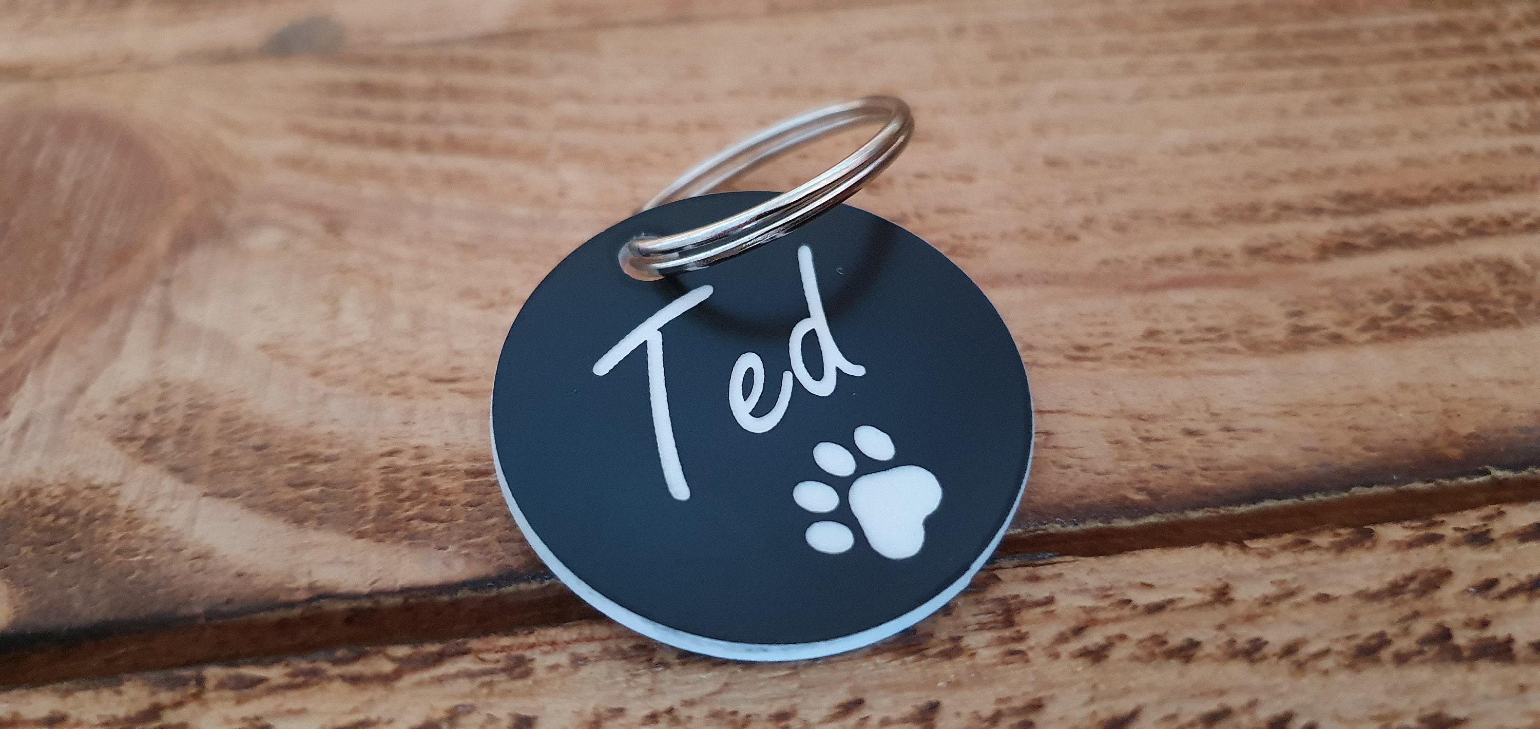 Personalised Custom Dog Name Tag Cute Dog Puppy Paw Print Bespoke Rose ...