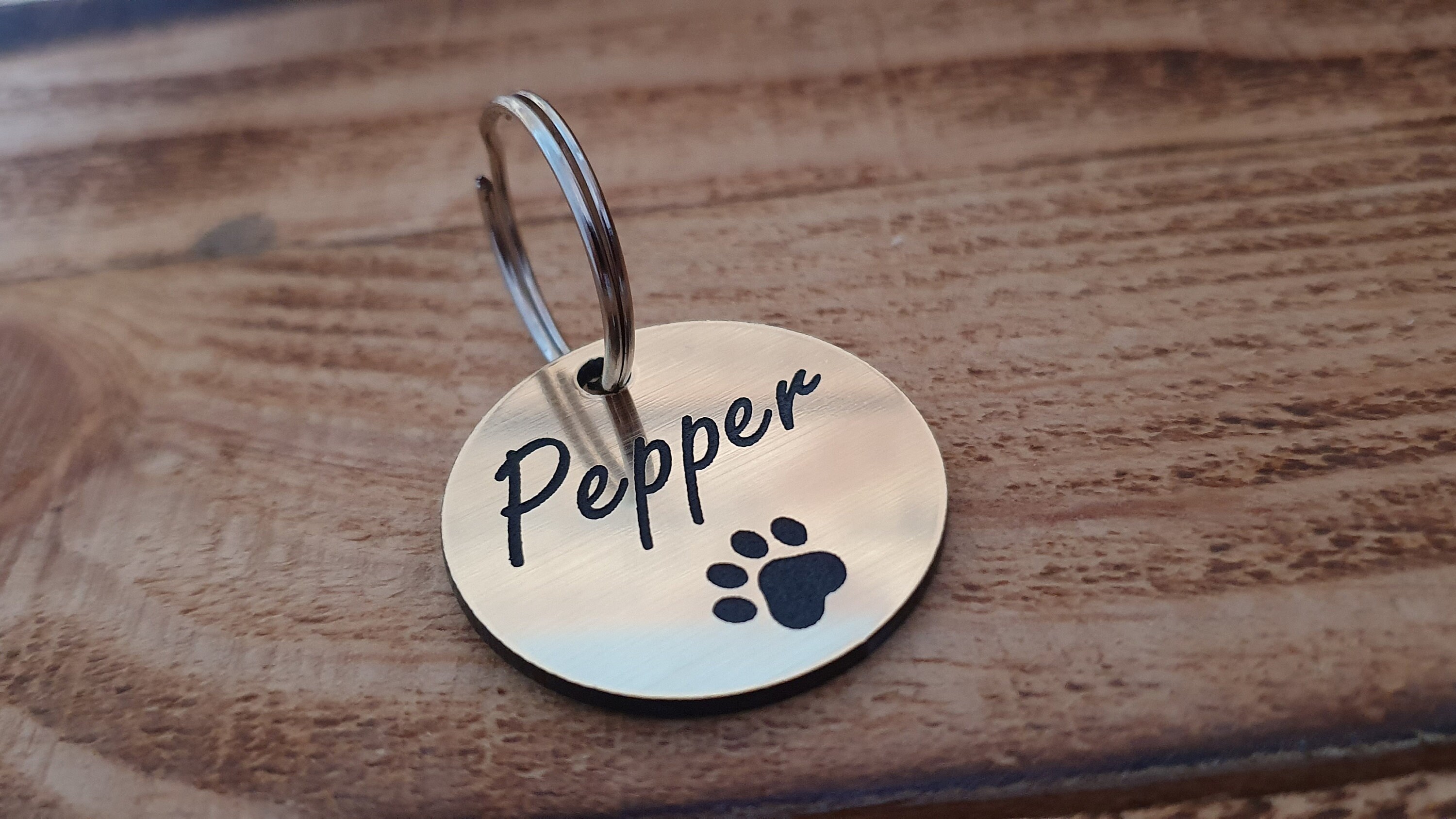 Personalised Custom Dog Name Tag Cute Dog Puppy Paw Print Bespoke Rose ...