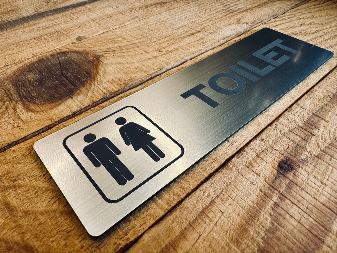 Modern Oblong Unisex Toilet Door Sign – Sleek & Stylish Bathroom Plaque ...