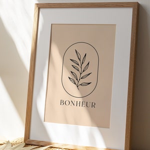 Bonheur HAPPINESS Printable French Word Poster, Definition Wall Decor ...
