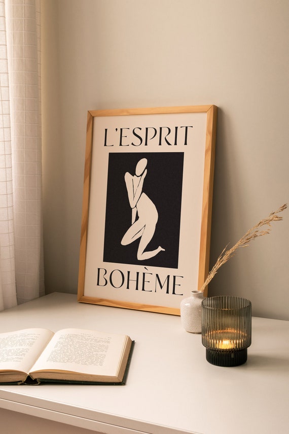 Black Boho Typography Printable Bohemian Spirit French Wall | Etsy