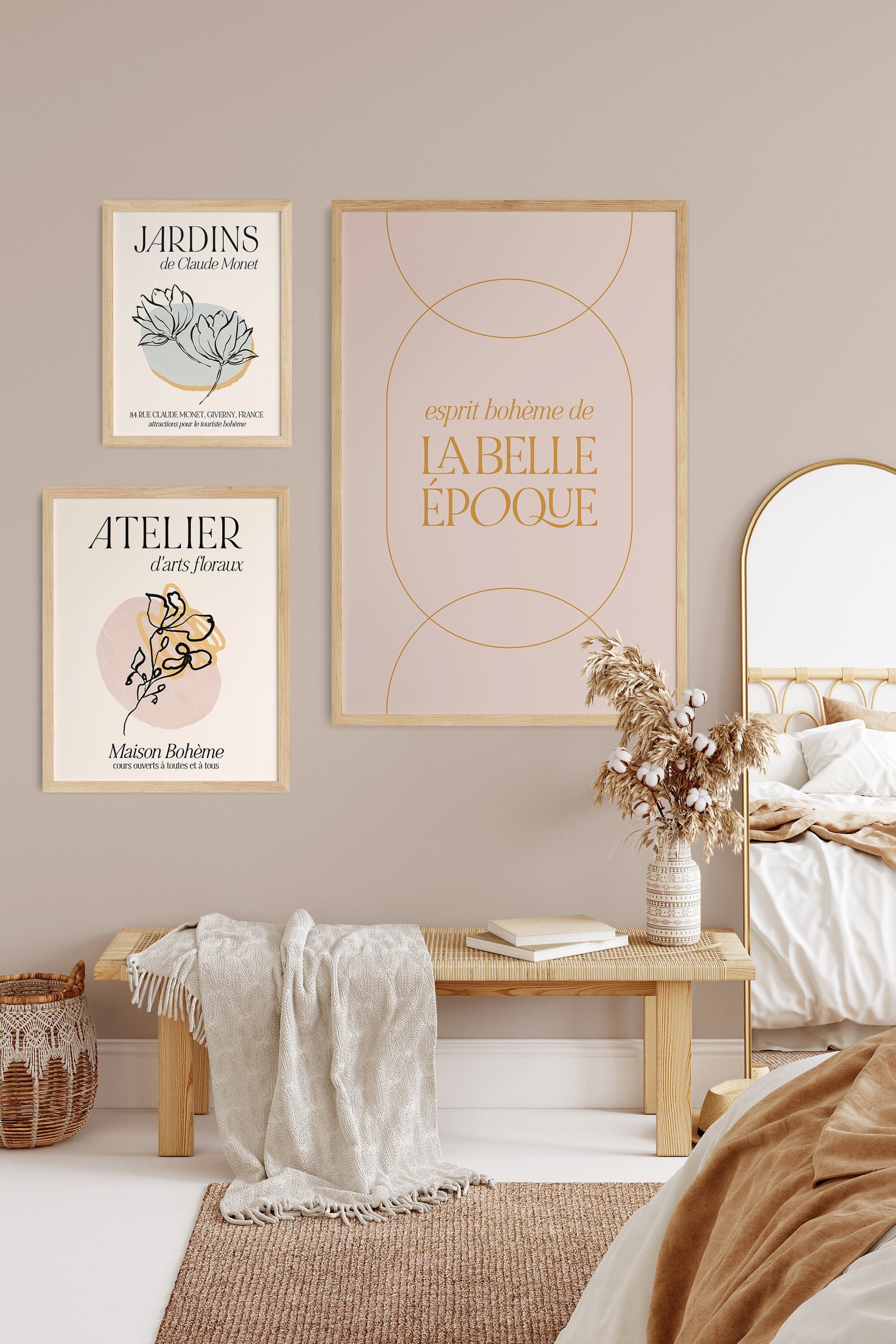 Set of 3 French Prints Pastel Gallery Wall, Printable Exhibition ...