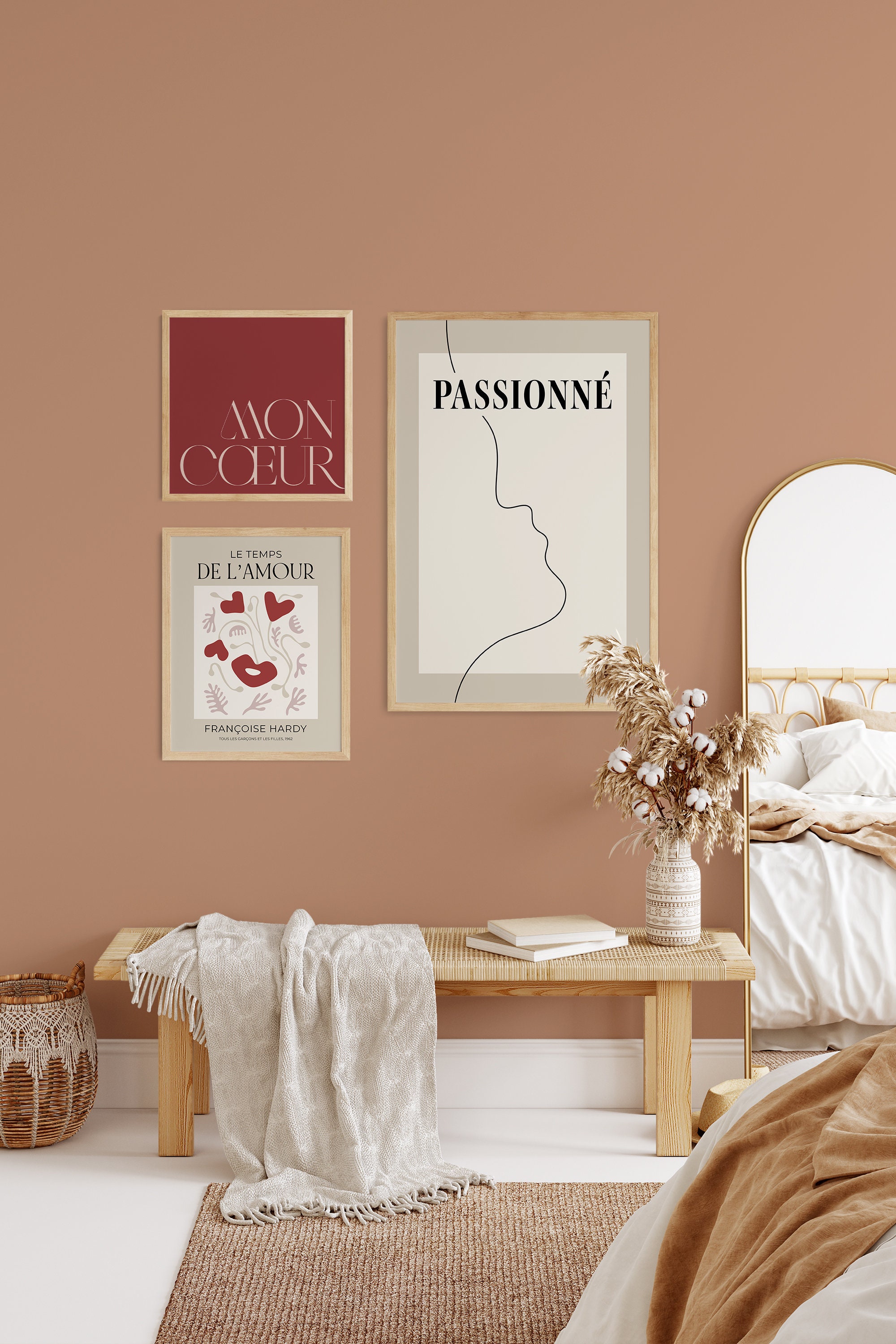 Typography Poster, Red Wall Art, French Print, Romantic Art, Modern ...