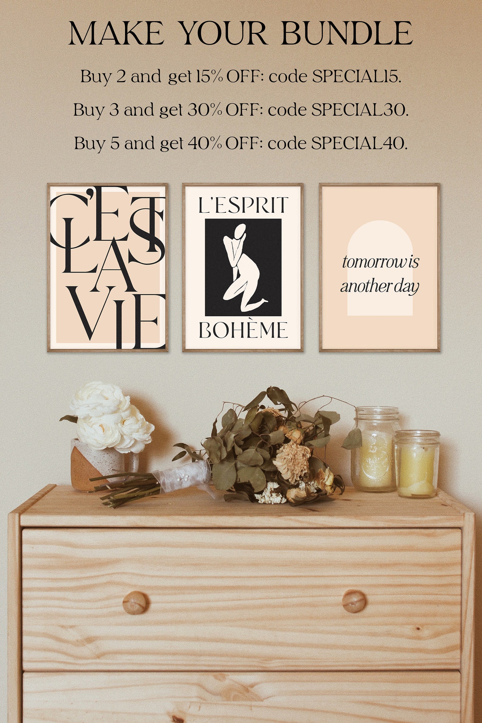 Black Boho Typography Printable Bohemian Spirit French Wall | Etsy