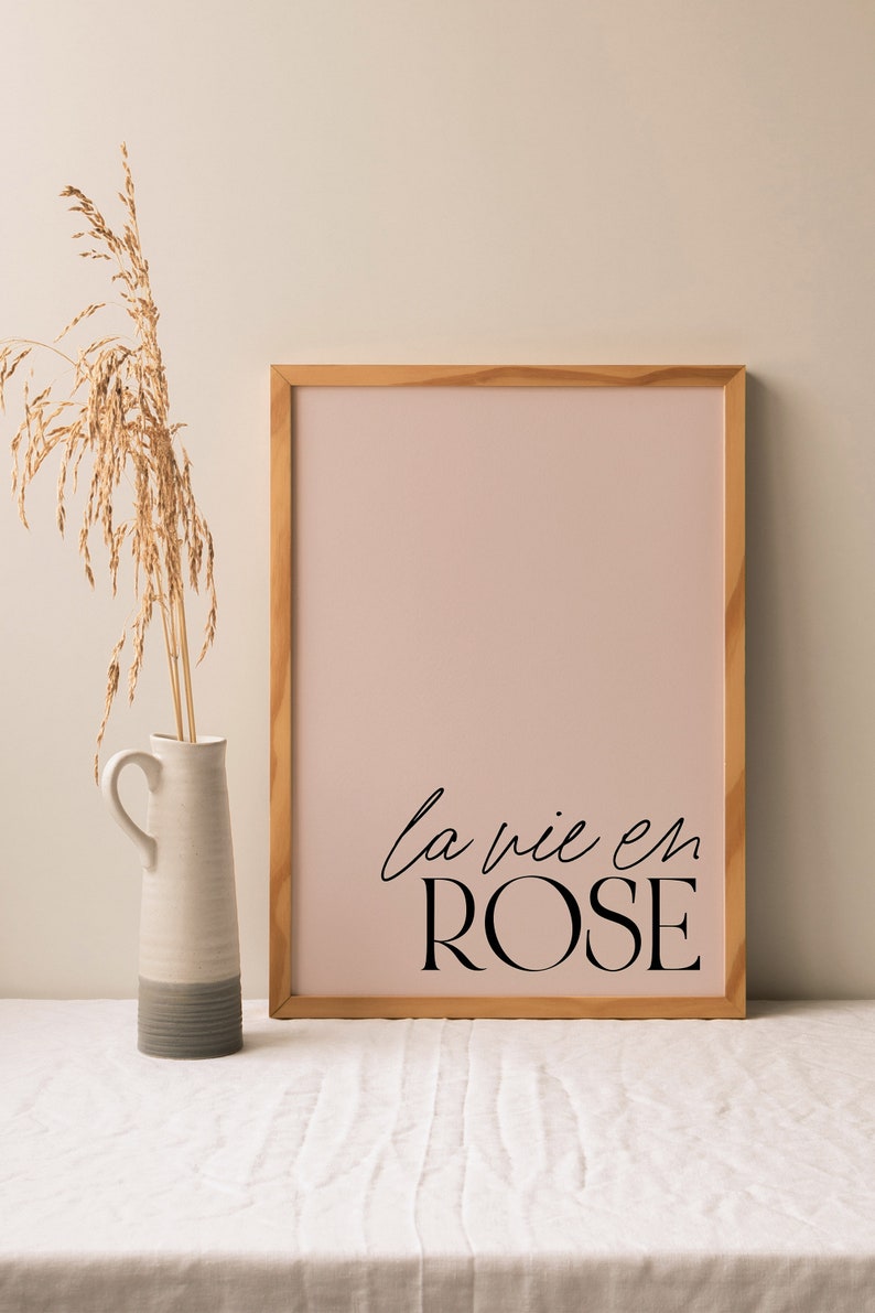 La Vie En Rose Print Horizontal Blush Pink French Poster - Etsy