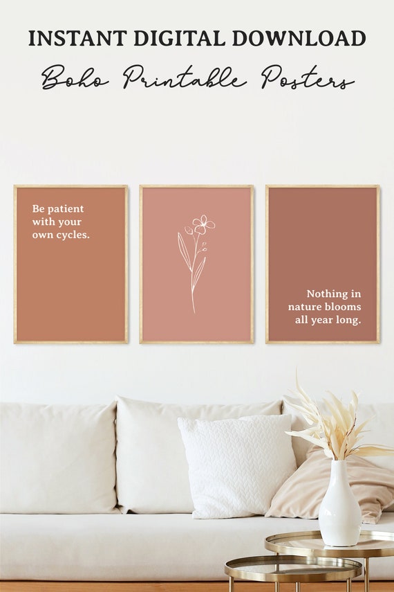 Boho Posters Set of 3 Prints Digital Printable Bohemian | Etsy