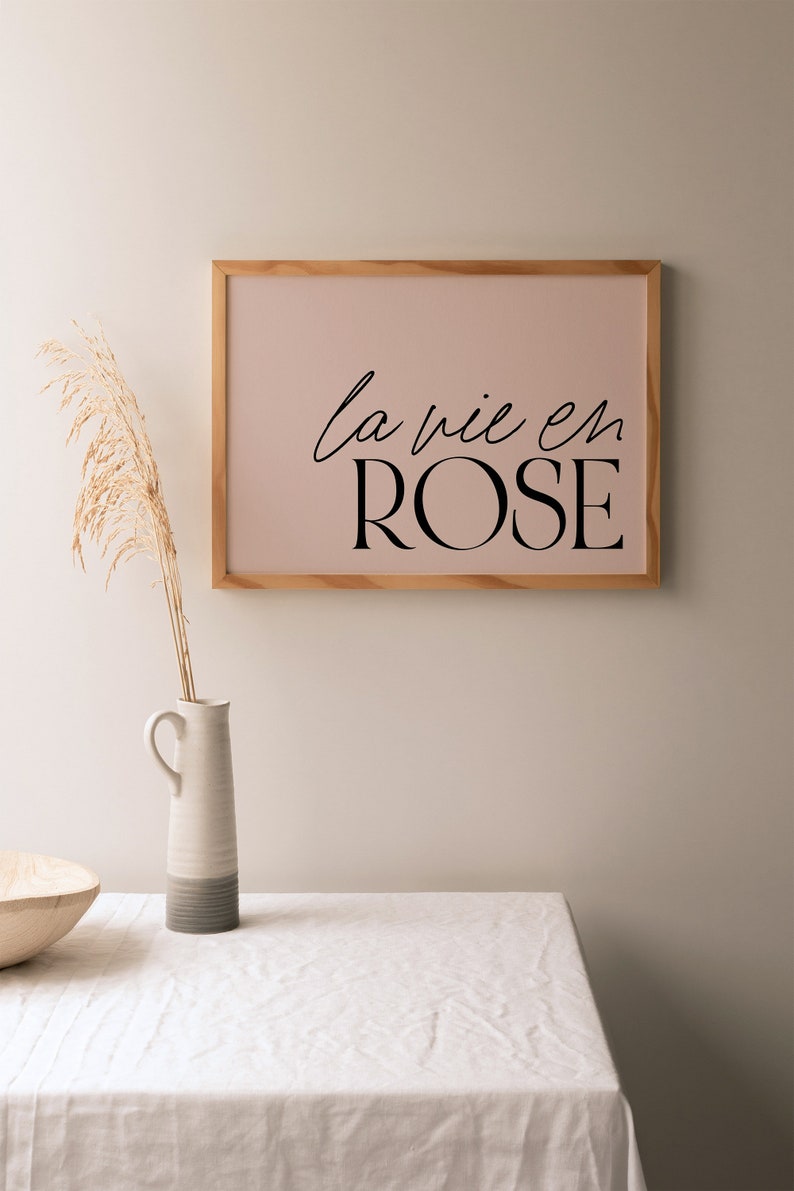 La Vie En Rose Print Horizontal Blush Pink French Poster - Etsy