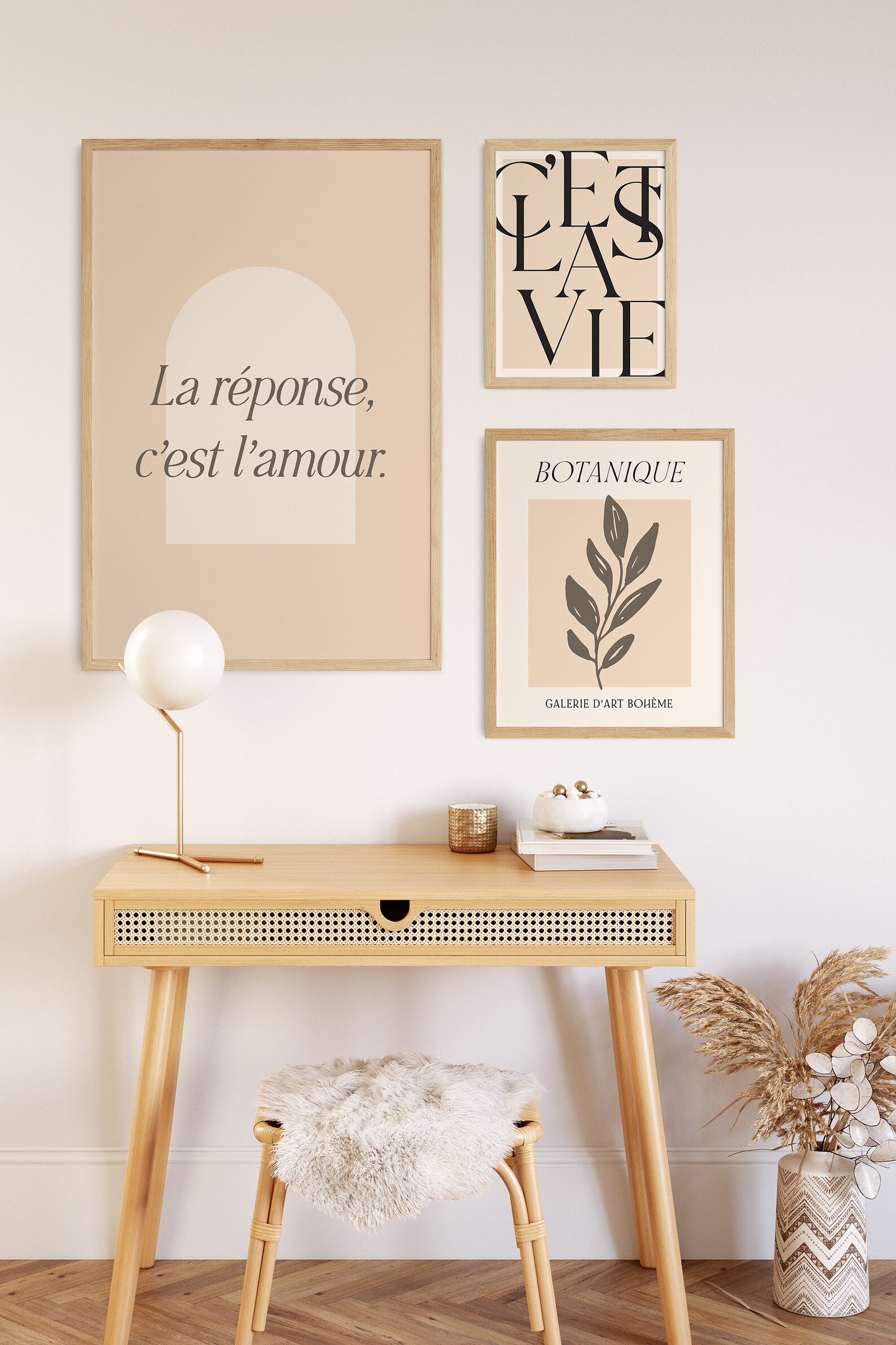 Romantic Boho Print French Poster Love Quote Wall Art - Etsy