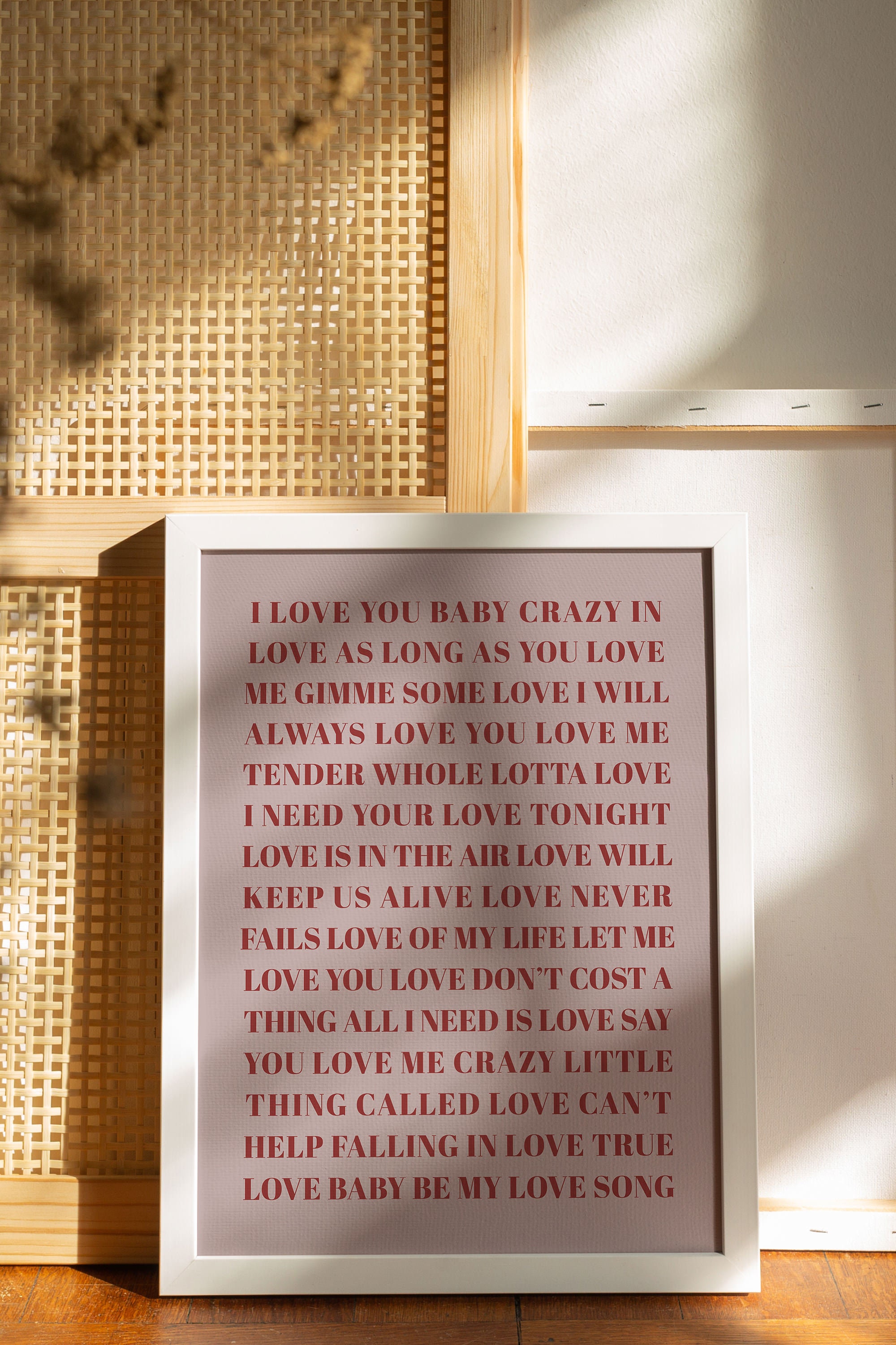 Valentine's Day Decor Printable Love Song Quotes Pink and - Etsy