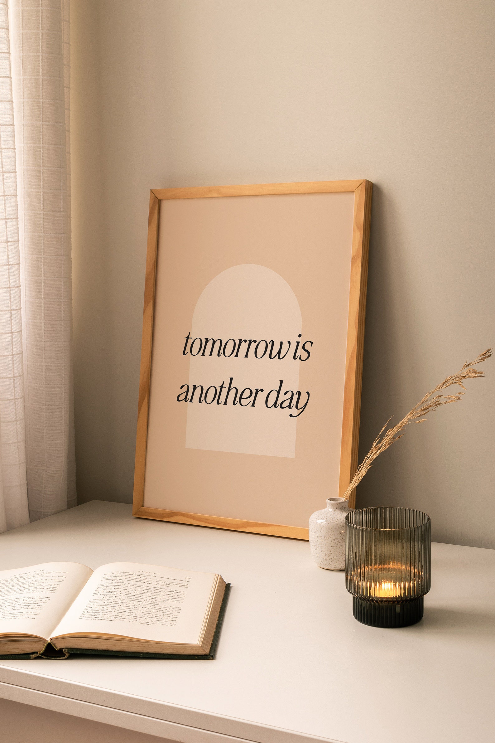 Boho Quote Print, Typography Wall Art, Beige Bedroom Wall Decor ...