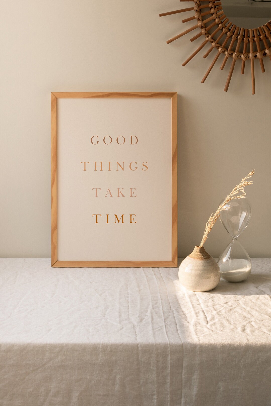 Good Things Take Time Poster, Slow Living Wall Art Print, Digital Boho ...