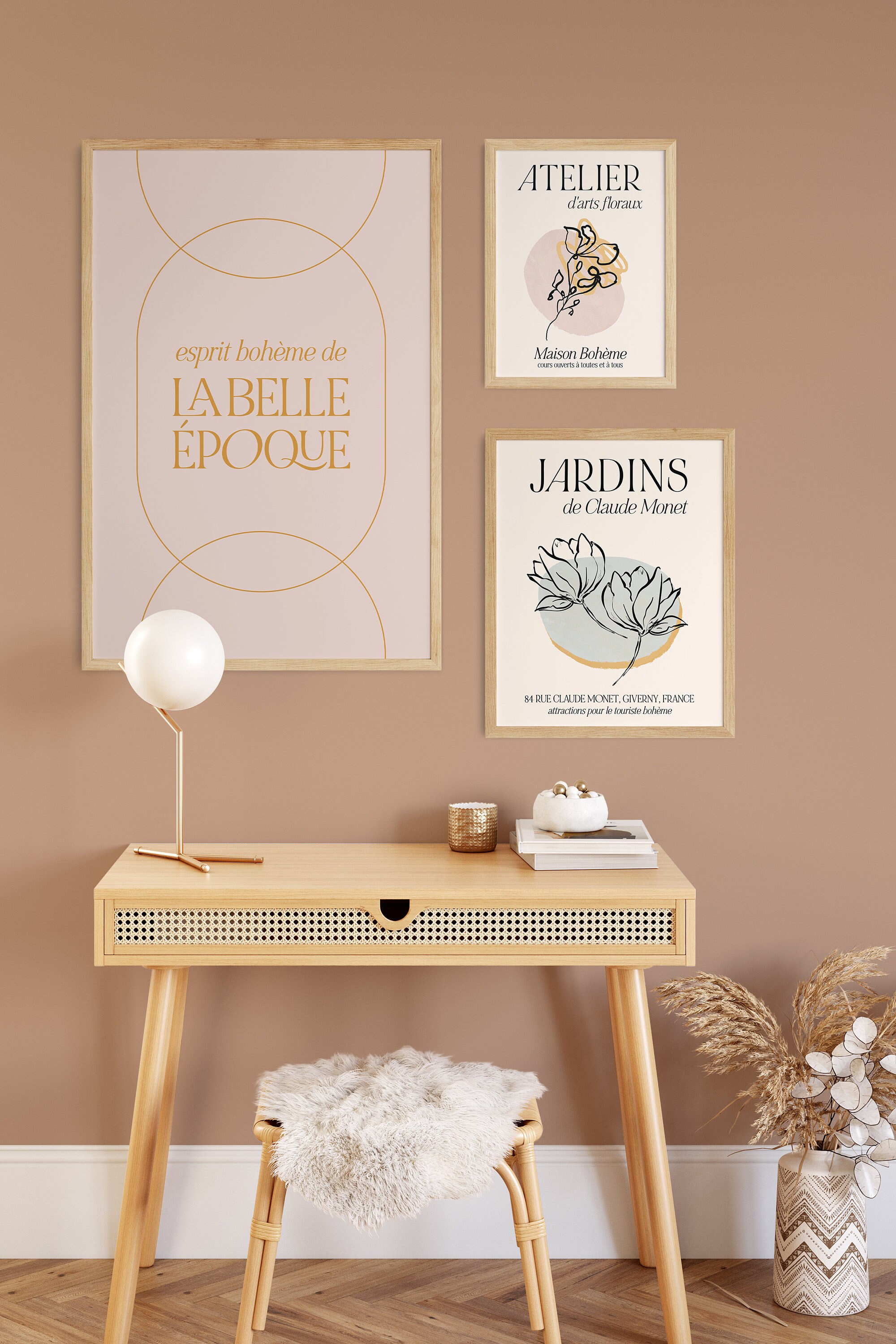 Set of 3 French Prints Pastel Gallery Wall, Printable Exhibition ...