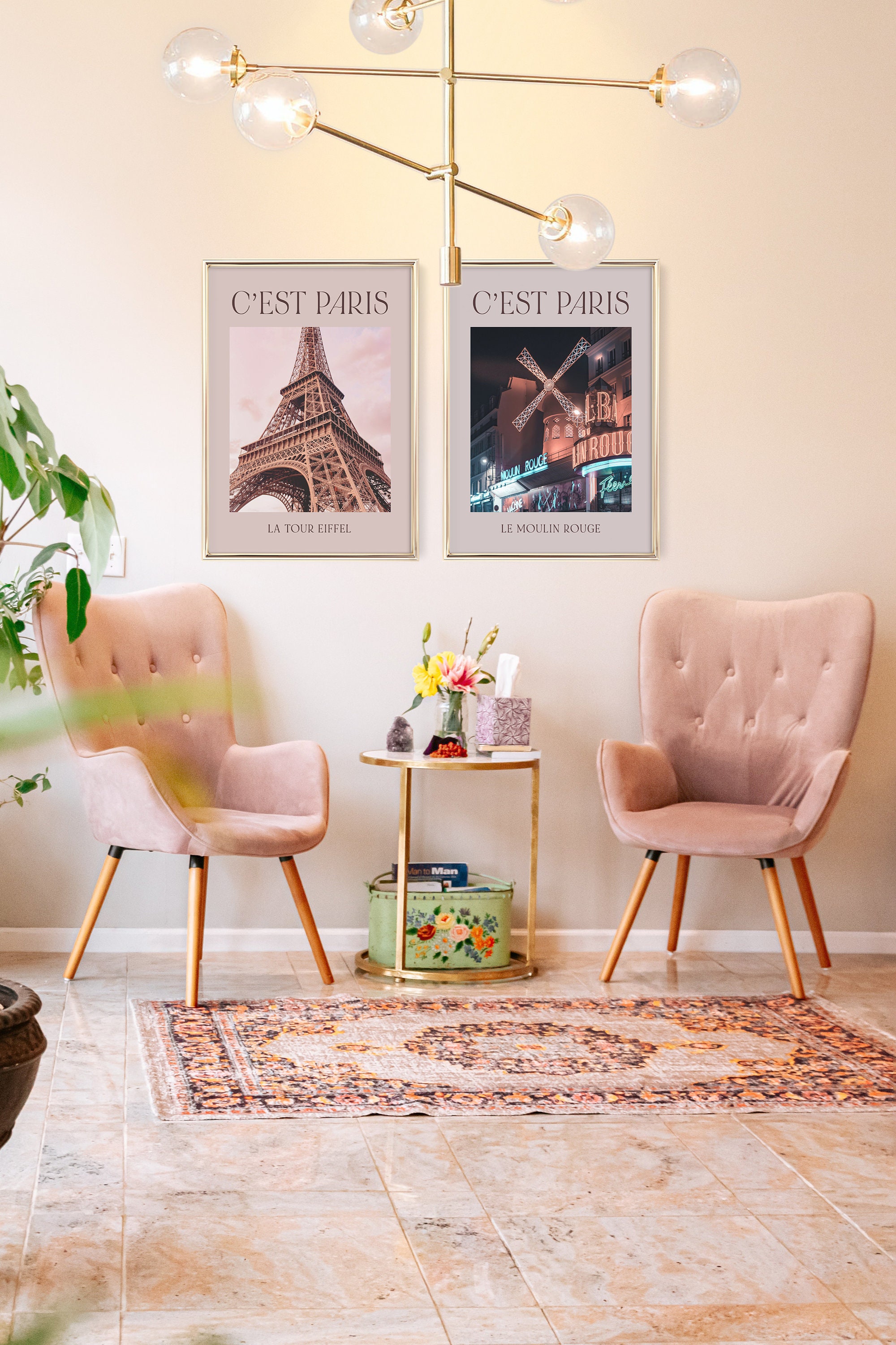 Paris Print Pink and Purple Wall Art French Cafe Decor Girly - Etsy