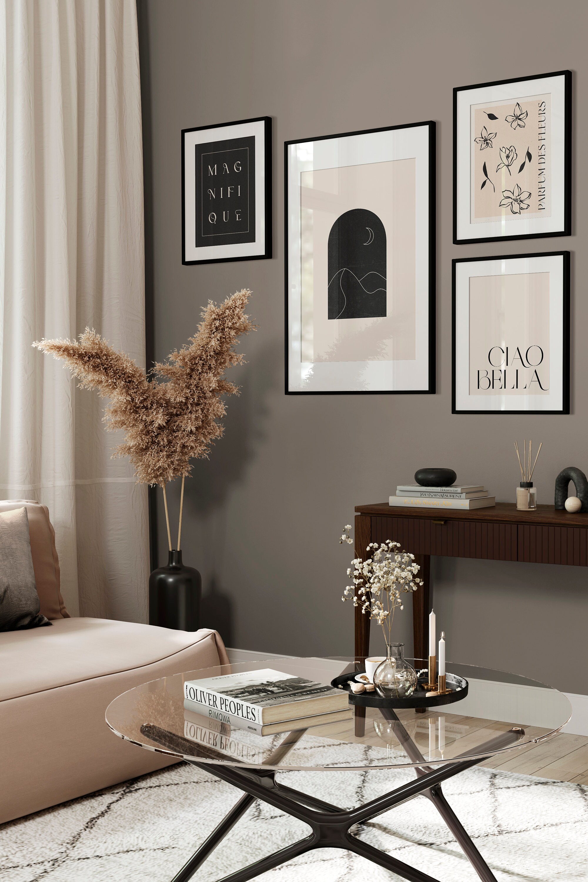 Black Wall Art Boho Decor Moon Poster Line Art Print | Etsy