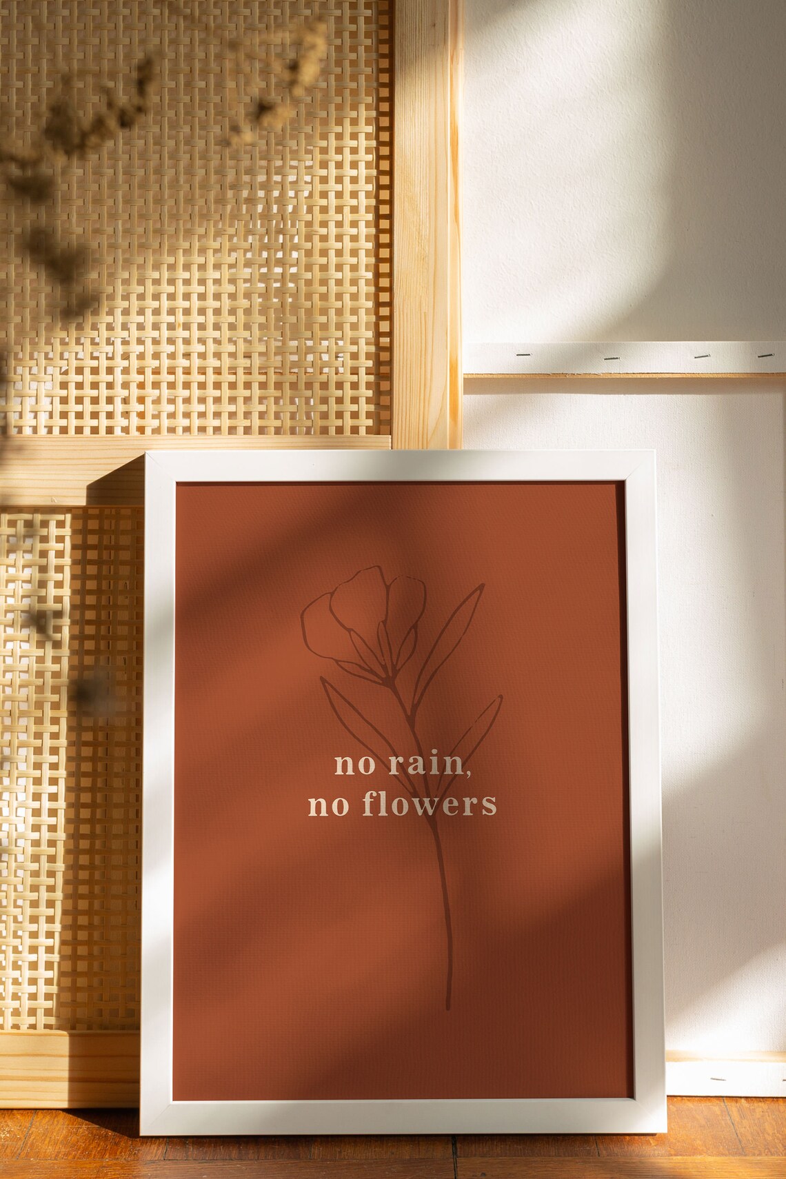 No Rain No Flowers Printable Poster Terracotta Boho Wall Art | Etsy