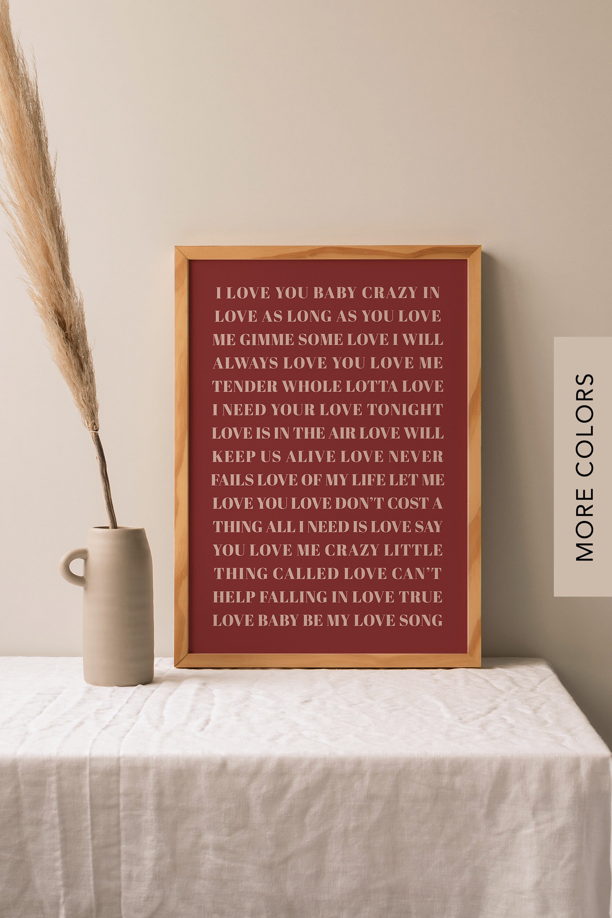 Valentine's Day Decor Printable Love Song Quotes Pink and - Etsy