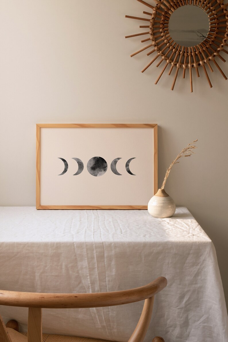 Phases of the Moon Print Horizontal Wall Art Moon Phase - Etsy