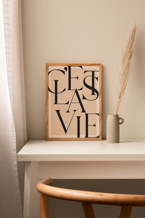 French Saying Poster C'est La Vie Print French Quote Wall | Etsy
