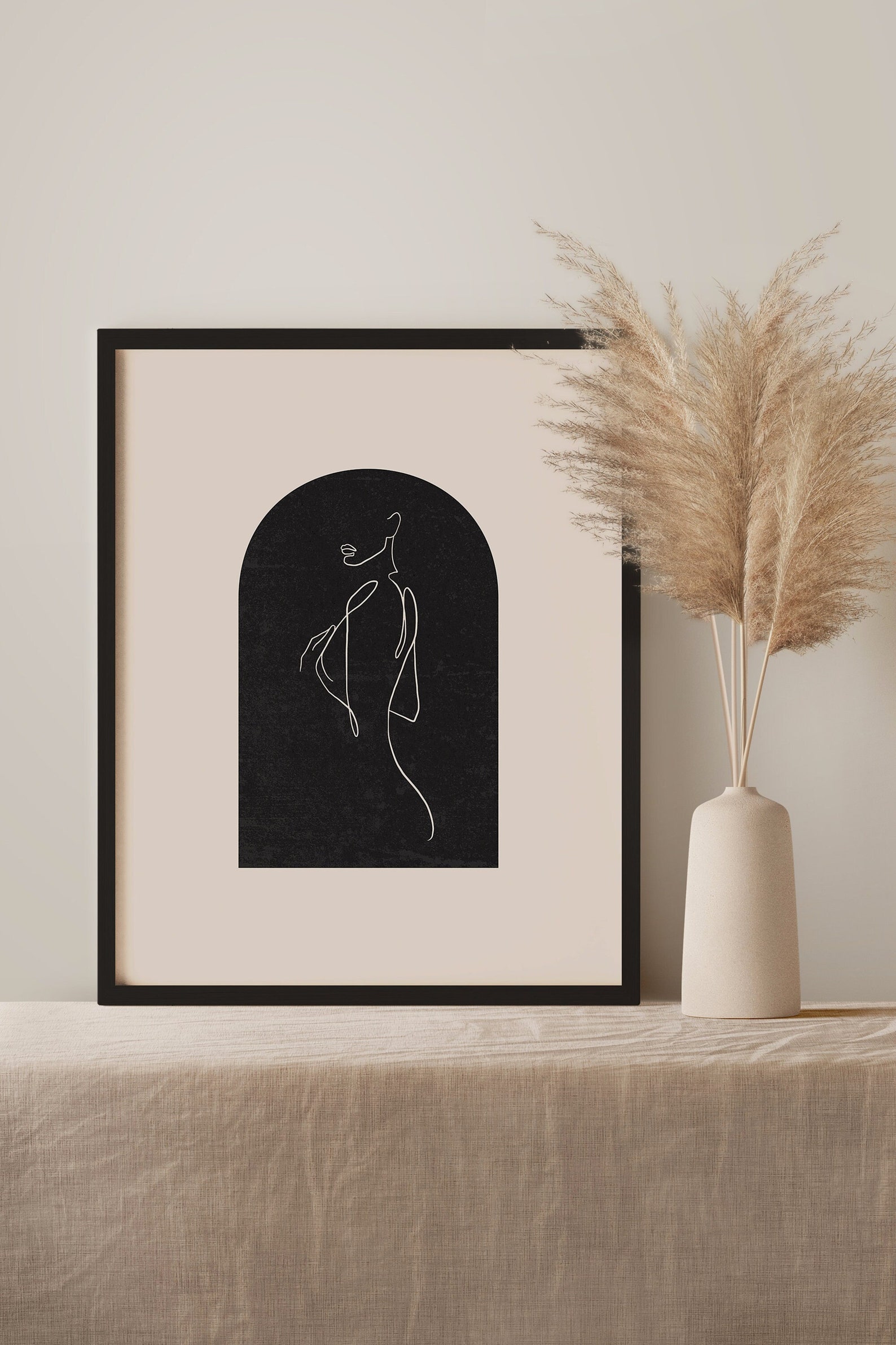 Woman One Line Drawing Black Wall Art Boho Woman Print Black - Etsy