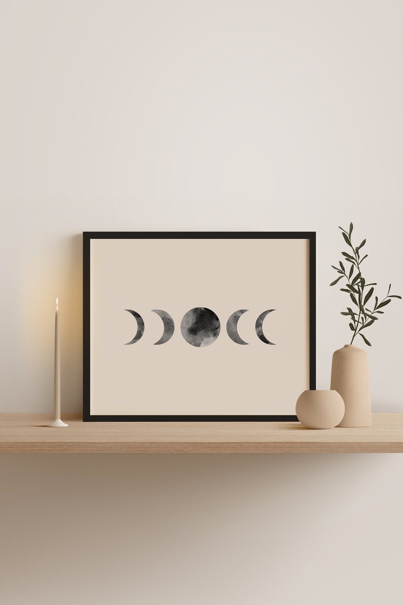 Phases of the Moon Print Horizontal Wall Art Moon Phase - Etsy
