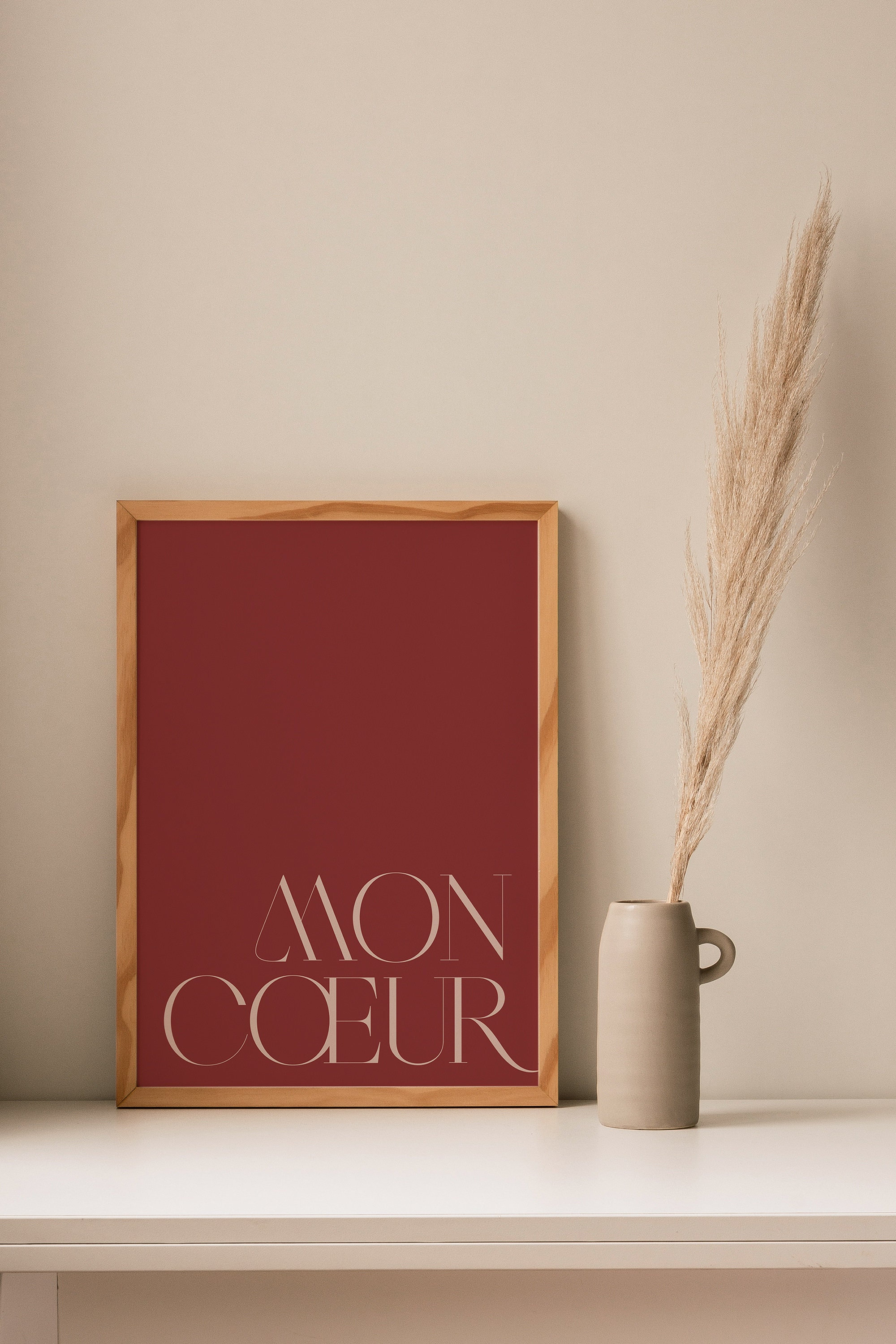 Typography Poster, Red Wall Art, French Print, Romantic Art, Modern ...