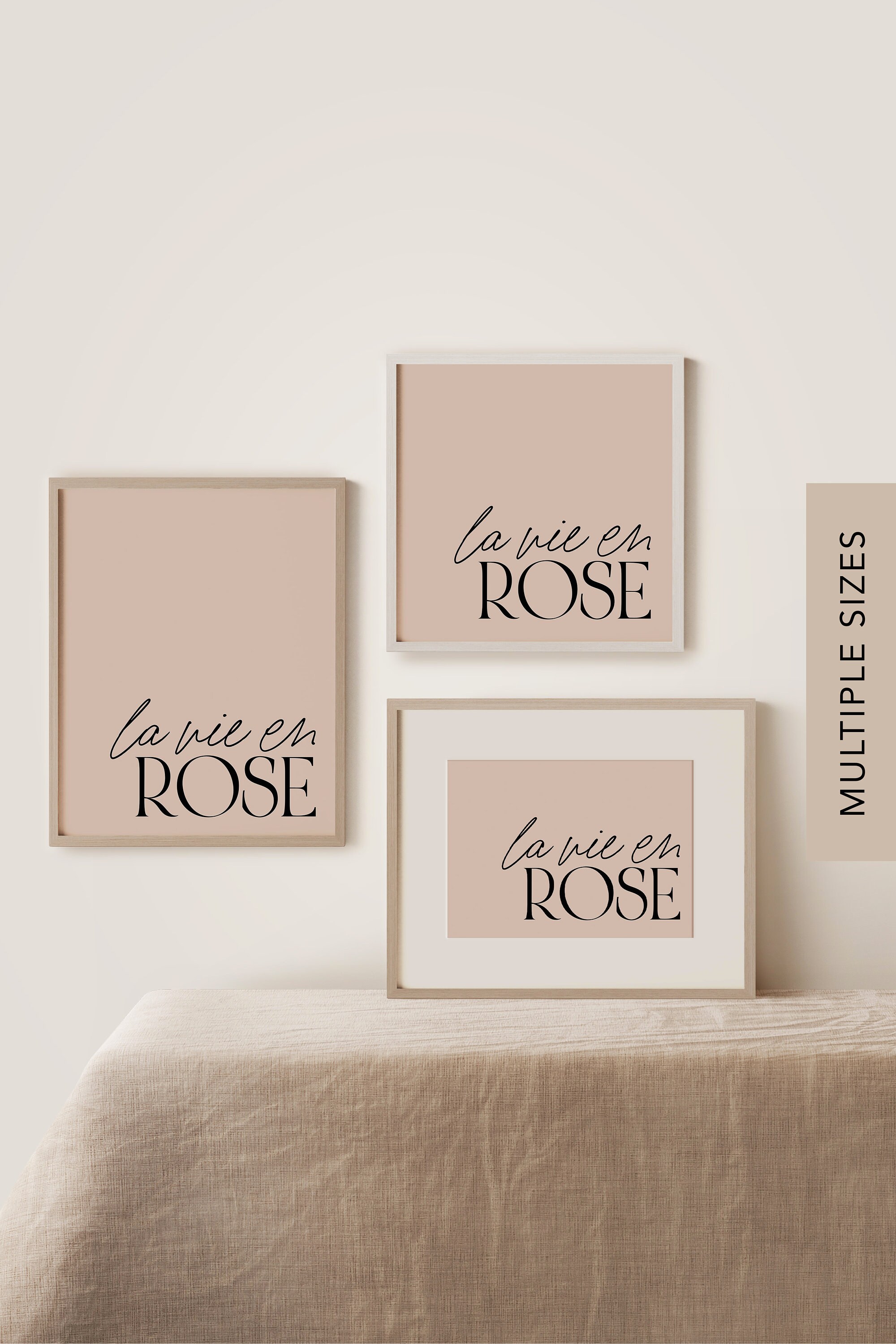 Blush Pink Wall Art French Posters Set of 3 Prints Digital | Etsy