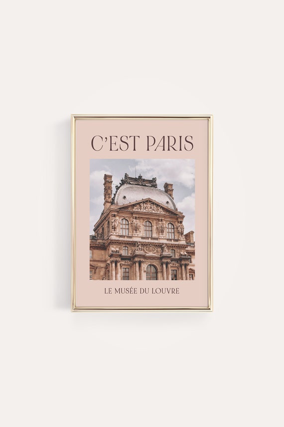Pink Paris Print Louvre Museum Poster French Decor Parisian - Etsy