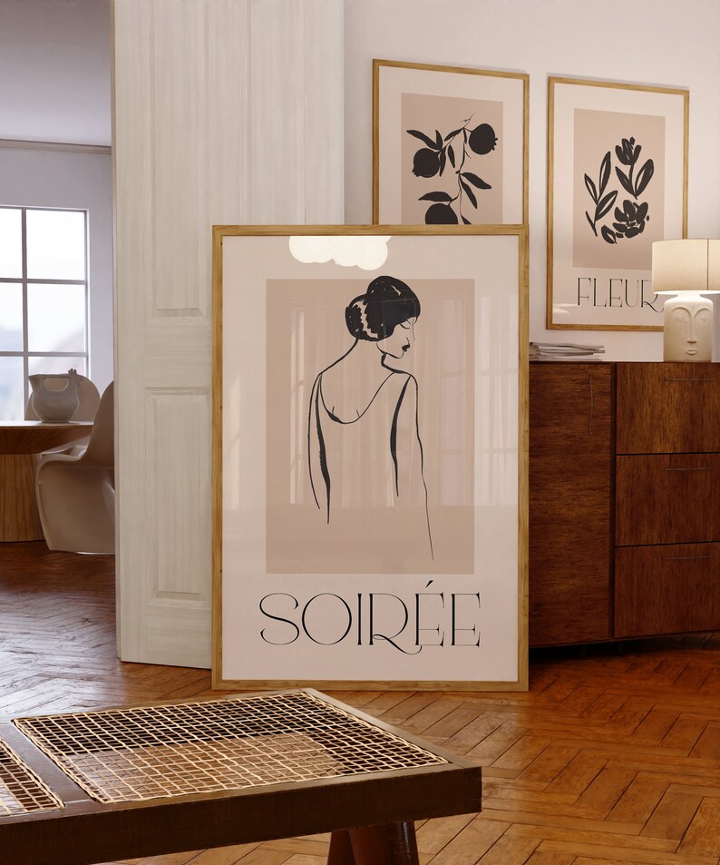 Soirée French Poster Chic Wall Art Print Woman Drawing 1920s - Etsy
