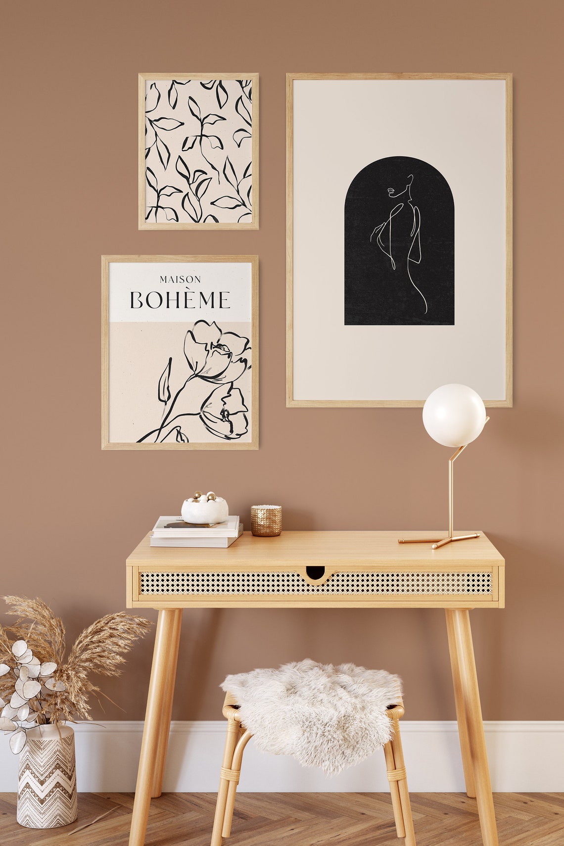Woman One Line Drawing Black Wall Art Boho Woman Print Black - Etsy
