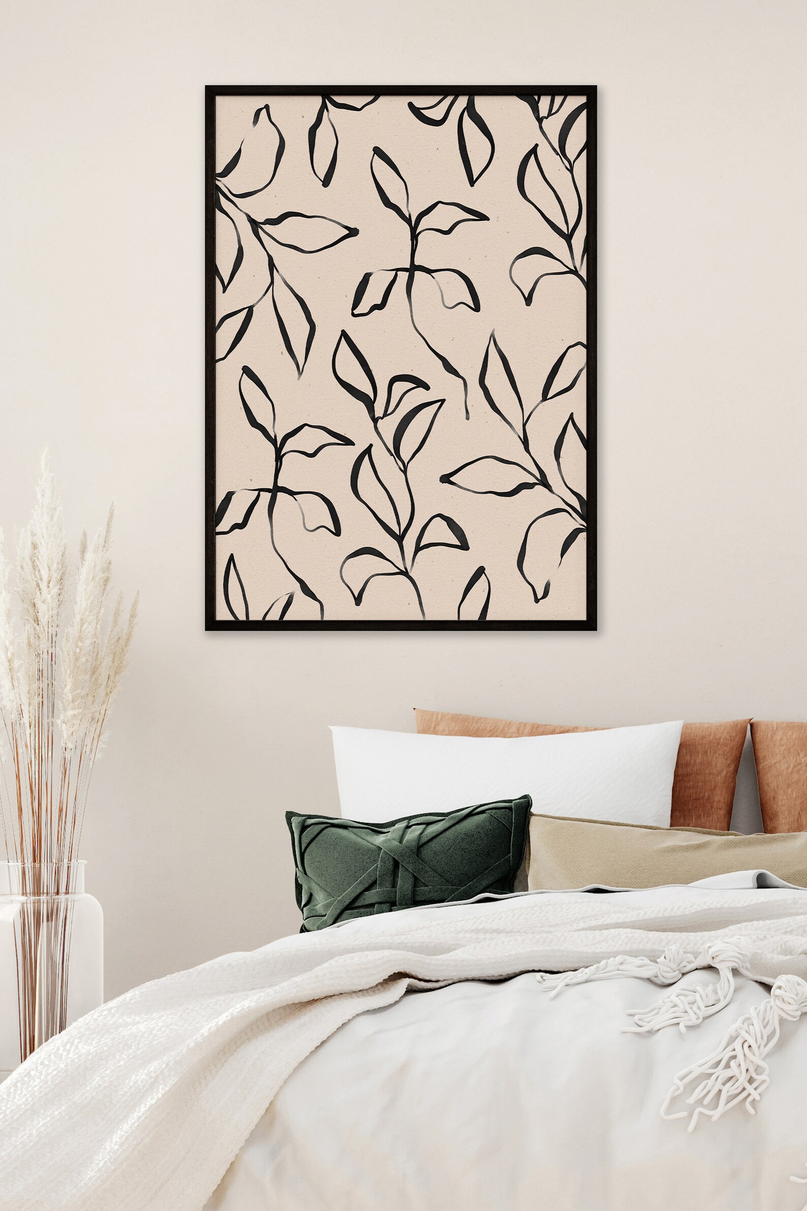 Botanical Print Neutral Wall Art Abstract Leaves Black Modern | Etsy
